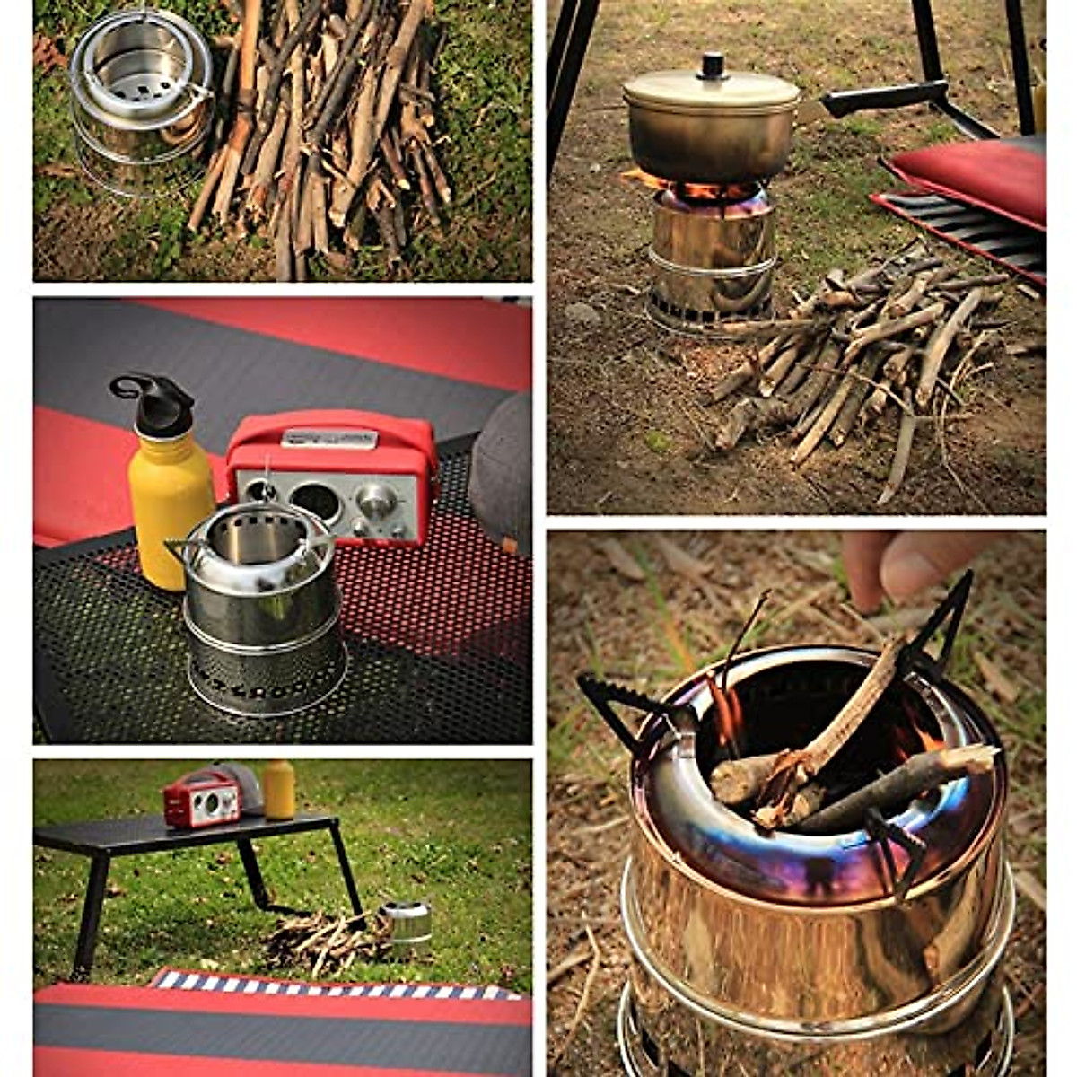 TWDYC Fire Pit Stainless Steel Outdoor Fireplace Camping Fire Wood Stove Firewood Charcoal Portable Grill Heating Stove Alcohol Stove