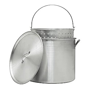 Nexgrill 120 Qt. Aluminum Stock Pot with Strainer Basket & Lid Turkey Fryer, Perfect for Boiling and Frying Seafood, Crawfish, Turkeys, Heavy-duty for Durability, Great for Outdoor Cooking, 630-0020
