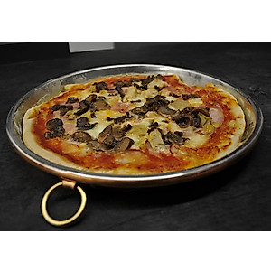 CREARTISTIC 100% Made in Italy – Pizza Tray for Oven - 14.2x1.2 Inch - 2.1 Qt– Copper Pizza pan - Tinned copper baking pan for Pizza - Pizza pan for oven – Baking pan - Handmade