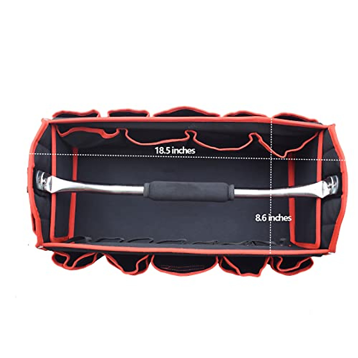 TOOLEAGUE 19 Inches Heavy Duty Tool Bag 25 Pockets, 1680D Fabric Tool Bags with Strong Molded Base, Multi-pocket Tool Organizer with Adjustable Shoulder Strap