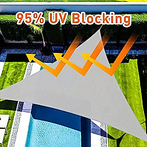 Artpuch Grey 10'x10'x14' Sun Shade Sails Canopy, 185GSM Shade Sail UV Block for Patio Garden Outdoor Facility and Activities