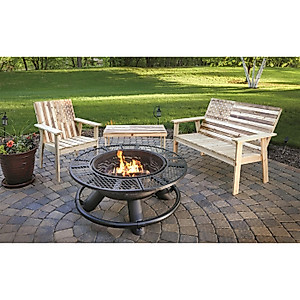CASTLECREEK 47" Fire Pit BBQ Grill Outdoor Wood Burning Steel Log Firepit for Camping, Grilling, Smores, Yard, Cooking Outside, Barbecue, Bonfire, Wilderness