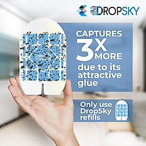 Dropsky Indoor Flying Insect Trap - Plug-in Bug Light Trap for Fruit Flies, Gnats and Houseflies - Odorless and Mess Free (2 Traps + 2 Glue Cards)