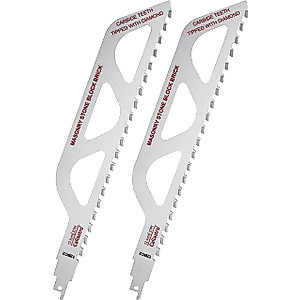 Caliastro 12-Inch Brick, Masonry, Porous Concrete, Engineered Stone Cutting Reciprocating Saw Blade - 2 Pack
