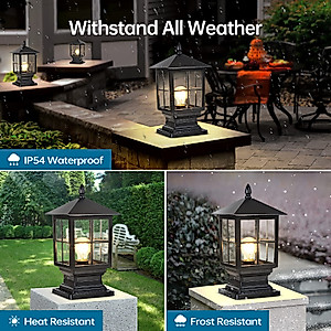 SLAWA Outdoor Post Light Fixture, Modern Outdoor Column Lights IP54 Waterproof Aluminum Pillar Lights Outdoor Lighting for Yard Garden Patio Path, with Clear Glass Shade