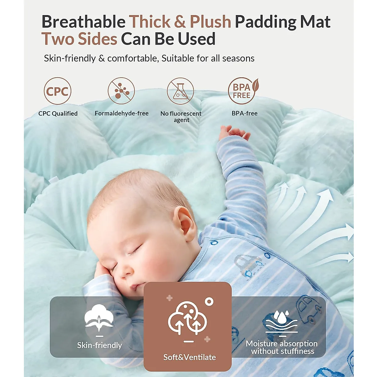 Baby Gyms & Playmats, 5 in 1 Thick & Plush Play Mat Activity Gym for Babies, 51” Baby Mat for Floor Tummy Time, Motor Skills & Sensory Development Mat With 5 Toys for Newborn Boy Girl 0 3 6 12 Months