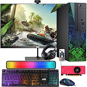 Lumos 8 Gaming Desktop PC, Intel Core i5 8th Gen, AMD RX 6400 4GB DDR6, 16GB RAM, 256GB SSD + 2TB HDD, 27 Inch 165hz Gaming Monitor, PCI-E Bluetooth | Wi-Fi, RGB Kit, Win 11 Home (Renewed)