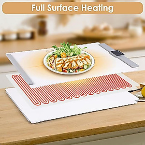 Food Warming Mat, 5 Level Adjustable Temperature, Silicone Heating Mat for Food, Auto-Off Timer, Flat 26 x 15 inch (Blue)