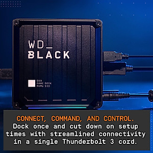 WD_BLACK 1TB D50 Game Dock NVMe SSD Solid State Drive, RGB with Thunderbolt 3 Connectivity, Up to 3,000 MB/s - WDBA3U0010BBK-NESN