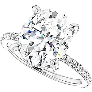 Moissanite Gems 3 CT Oval Moissanite Engagement Ring Colorless VVS1 10K 14K 18K White Gold & 925 Sterling Diamond Ring Anniversary Wedding Bridal Ring Set Wedding Gift for Her