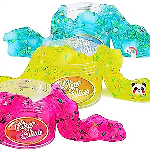 11 Pack Clear Slime Kit Crystal Clear Slime Set for Kids Clear Slime Kit Soft Jelly Cube Clear Slime 11 Pack Easter Christmas for Girls Boys