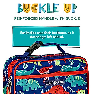 Lone Cone Kids' Insulated Lunch Box - Fun Patterns for Boys and Girls, Snack-O-Saurus, Standard