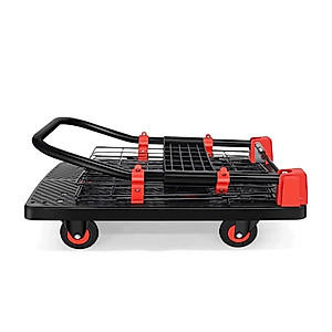 Platform Truck Platform Truck Metal Folding Push Cart with High Fence Moving Dolly Cart Portable Flat Handtruck Load 330lb Moving Dolly Cart Reliable