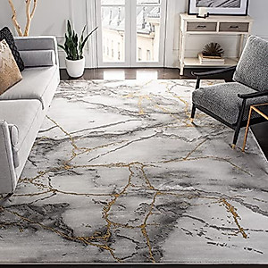 SAFAVIEH Craft Collection 6'7" x 9' Grey / Gold CFT877F Modern Abstract Non-Shedding Living Room Bedroom Dining Home Office Area Rug