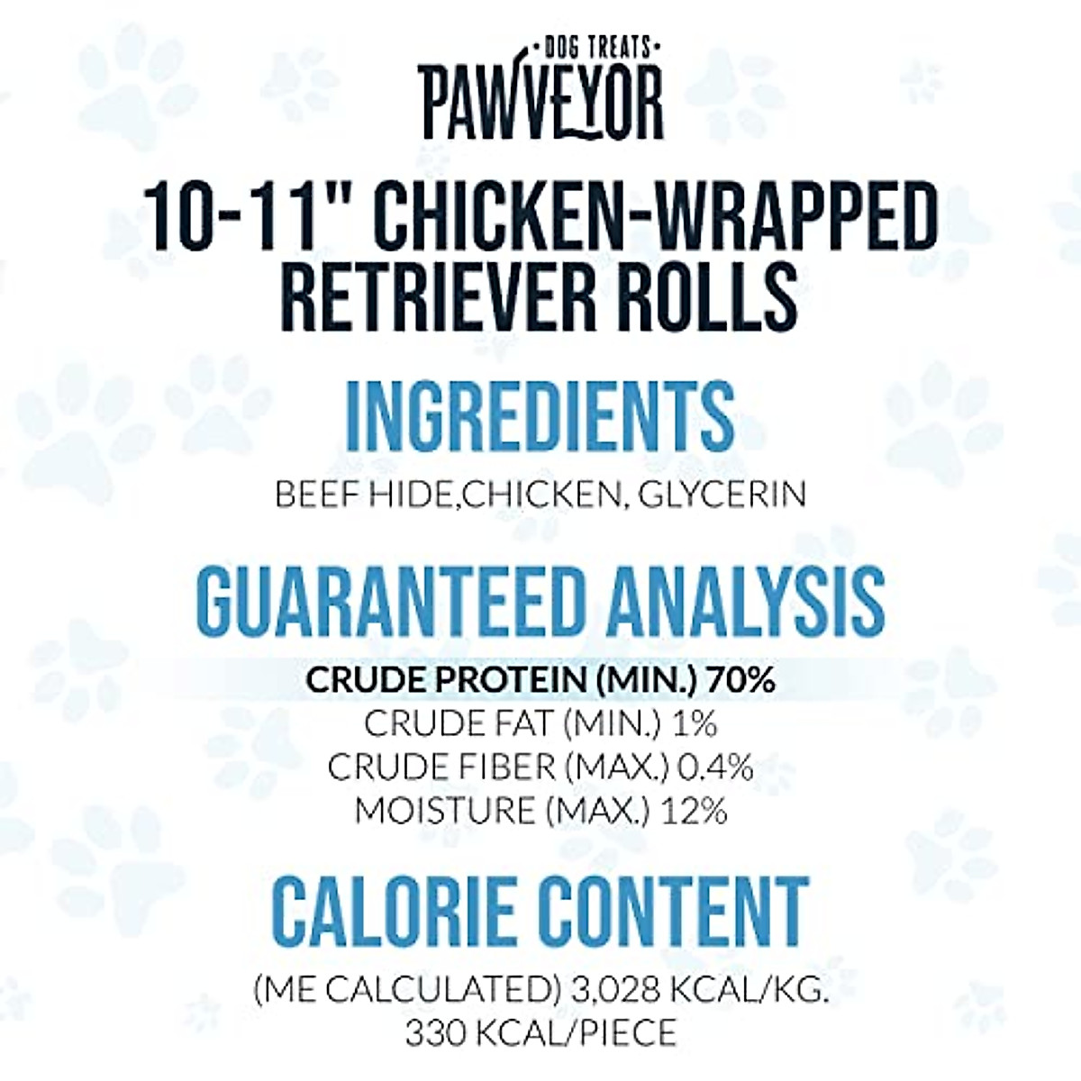 Pawveyor 10-11" USA-Sourced Chicken Wrapped Rawhide Retriever Rolls for Large Dogs - 20 Thick Long Lasting Dog Chews for Aggressive Chewers - All-Natural Chicken Wrapped Dog Treats for Large Dogs