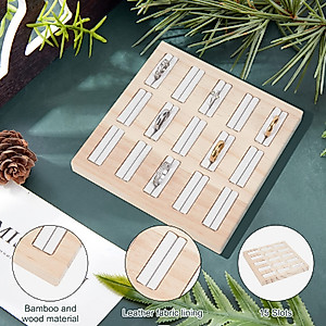 WEBEEDY Bamboo Ring Display Tray 15 Slots Ring Earrings Trays Showcase Display Jewelry Organizer Jewelry Storage Tray Organizer Ring Stand for Show(White)