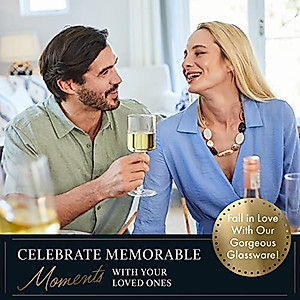 Crystal Wine Glasses, Modern & Elegant Square Glass Set of 2, Large Red Wine or White Wine Glass - Unique Gift for Women, Men, Wedding, Anniversary - 14oz