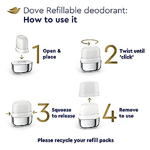Dove Refillable Deodorant Starter Kit Deodorant For Women Cucumber & Green Tea 0% Aluminum 1.13 oz