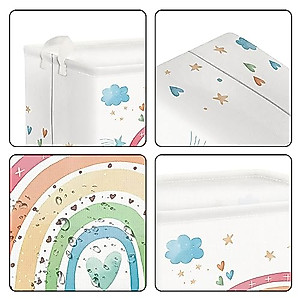 Clastyle Cloud Rainbow Nursery Storage Basket Rectangle Beach Pool Clothes Towel Shelf Basket Toys Books Storage Bin for Playroom Kindergarten Classroom, 15.7x11.8x11.8 in