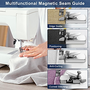 Hdama Magnetic Seam Guide for Sewing Machine, Magnetic Seam Guide with Clip, Hemmer Guide Sewing Supplies Accessories, Universal Sewing Machine Attachments