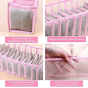 3pcs Underwear Organizers and Storage Baskets for Clothset Drawers, 6,7,11 Grids Wardrobe Clothes Organizer, Portable Clothing Storage Bins Containers for Bra,Underpants,Socks,Jeans,Scarf,Gray (GREY)