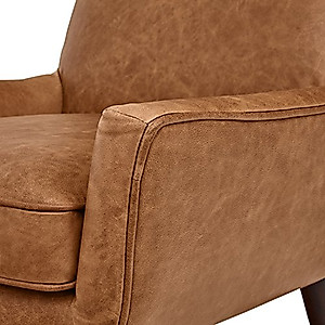 Amazon Brand - Rivet Jamie Leather Mid-Century Modern Low Arm Accent Living Room Chair, Cognac Leather, 31"W