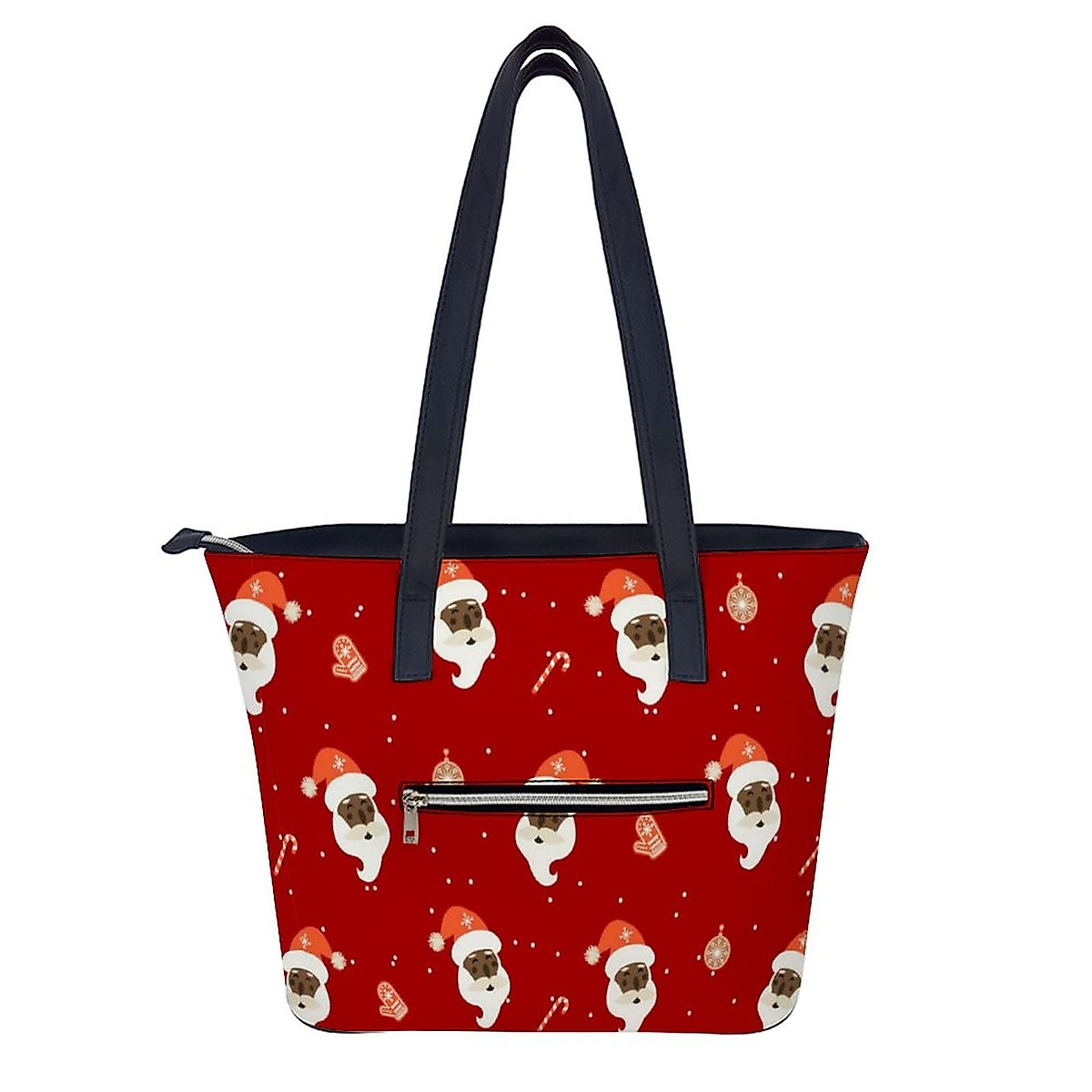 Christmas Santa Women's Tote Bag PU Leather Shoulder Bag Handbags Purse For Work Shopping Travel