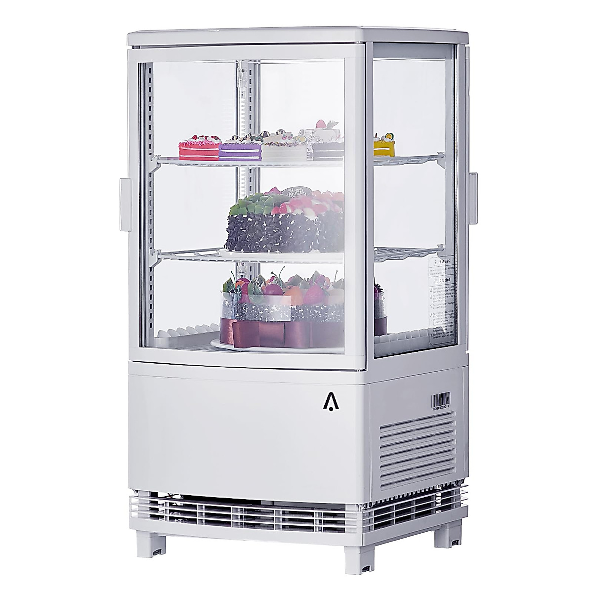 Takywep Commercial Refrigerator Display Case 2 Cu.FT, Two Glass Door Display Refrigerator Display Fridge, Countertop/Floor Refrigerator with LED Lighting, Adjustable Shelves, Double-Layered Glass