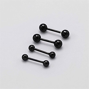 Dtja 20G Tiny Small Black Ball Stud Barbell Earrings for Women Men S925 Sterling Silver Hypoallergenic Ear Piercing Cartilage Screw Tragus Post Fashion Personalized Punk Jewelry (3mm)