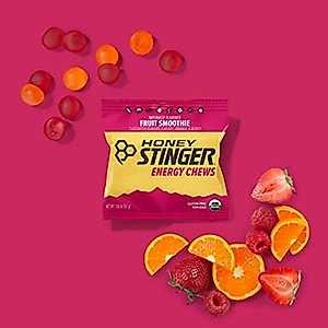 Honey Stinger Organic Fruit Smoothie Energy Chew | Gluten Free & Caffeine Free | For Exercise, Running and Performance | Sports Nutrition for Home & Gym, Pre and Mid Workout | 12 Pack, 21.6 Ounce