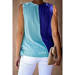 Huange Womens Wrap V Neck Tank Tops Short Sleeve Color Block Tunic Tops Front Tie Knot Shirt Blouses