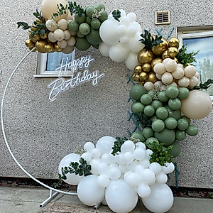 Sage Green and White Balloons Garland Arch Kit 164pcs Sage Green Sand White Chrome Gold Balloons for Baby Shower Bridal Shower Birthday Jungle Safari Party Decorations