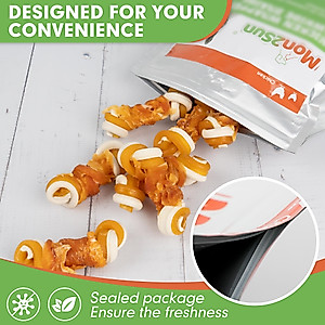 MON2SUN 2.5" Rawhide Free Dog Treats with Mixed Vegetables, Chicken Wrapped Mini Knot Bones for Small Dogs, Healthy Dog Snacks for Balanced Nutrition, 21.2oz