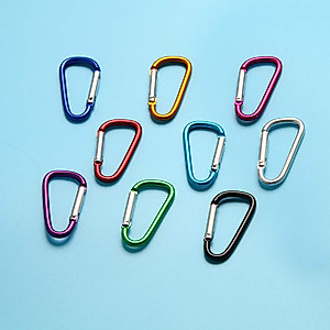 UPINS 100Pcs Aluminum Locking Carabiner Spring Clips Hook Keychain D Shape Buckle Pack