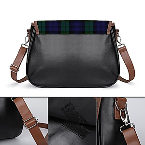 FunnyStar Black Watch Plaid Women's Crossbody Bag Messenger Handbags Purse with Adjustable Shoulder Strap