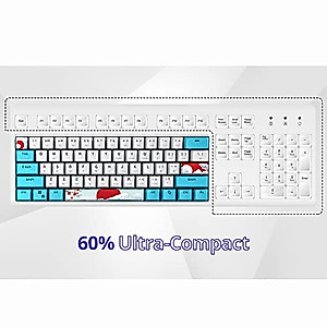 Ussixchare 60 Percent Keyboard Mechanical RGB Wired 60% Gaming Keyboard Blue with PBT Backlit Keycaps for Windows PC Gamers (Sea/Red Switch)