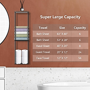 Towel Racks for Bathroom,Wall Mount Towel Racks for Bathroom with Functional and Muti-Layer, Design Saving Space Easy to Organize Towels Suitable for Home and Hotel Use,Black