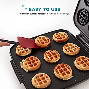 Delish By Dash Waffle Bite Maker, Makes 9 x 2.4” Waffle Bites with Delish Recipes for Breakfast, Snacks, Dessert, and More - Red