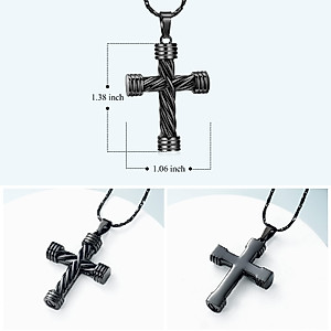 Imrsanl Cremation Jewelry for Ashes Cross Urn Necklace Pendant Keepsake Religious Cross Memorial Ash Jewelry (Black)