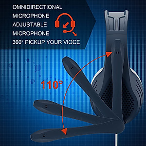 Anivia A9S Over-Ear Headphones Wired Stereo Gaming Headset with Mic Compatible with PC Computers PS4 Xbox One Laptop PSP Smartphones Tablets Mac iOS - Pacific Blue