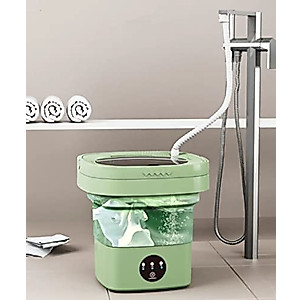 LiveGo Portable Washing Machine and Dryer Combo Perfect for Apartments, Dorms, and RVs Mini Foldable Washer with Disinfection Function - Convenient and Travel-Friendly Laundry Solution (green-6.5L)