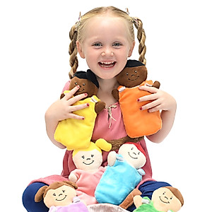 Basket of Babies Plush Baby Doll Set with Removable Clothing - Multicultural Diversity Baby Doll Toys for Boys and Girls with 6 Soft Baby Dolls, Interchangeable Clothing, Basket, Pillow, and Blanket