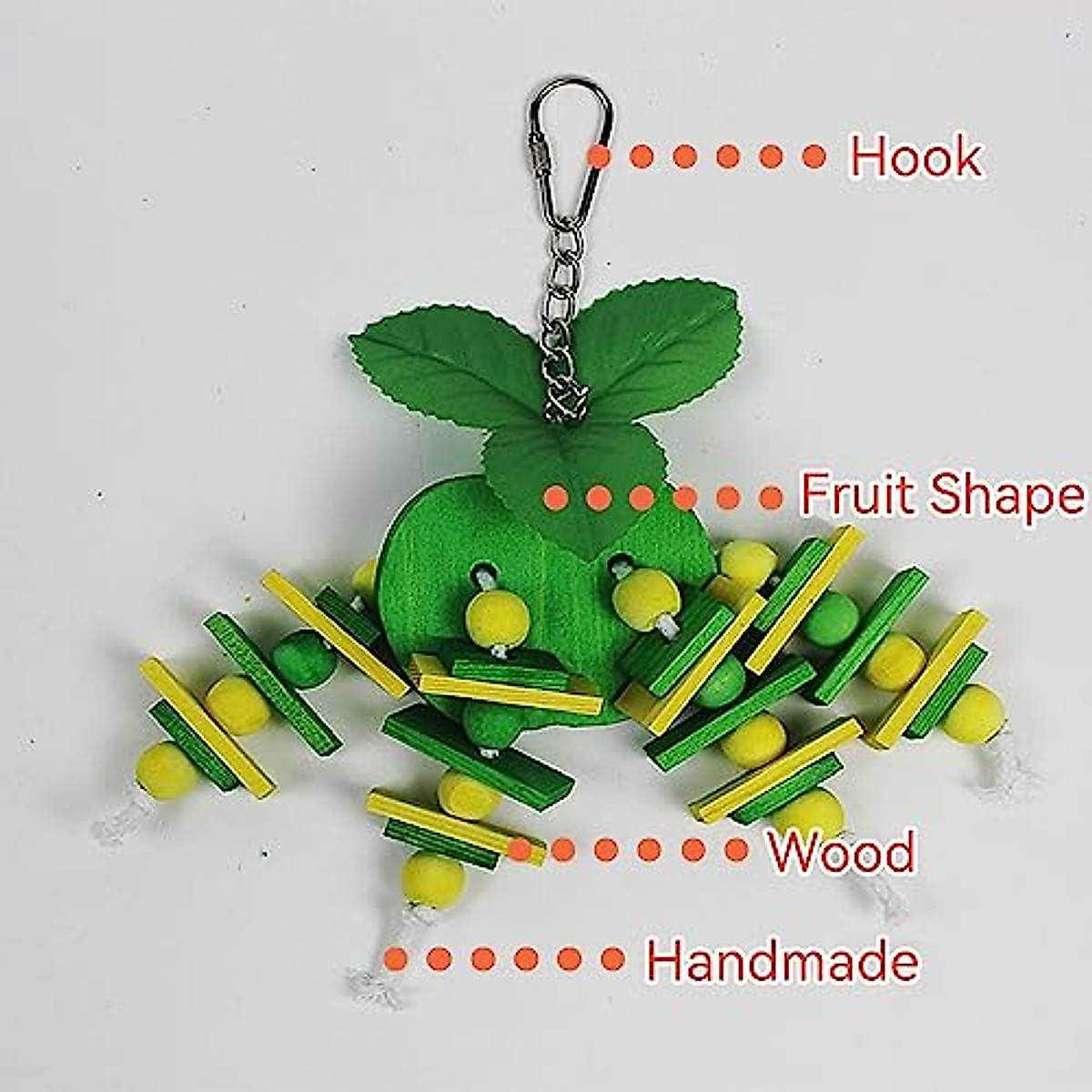 JSLZF Bird Chewing Toy for Cockatiel Conure Wood Block Toy Parrot Cage Toys Hanging Foraging Budgie Bite Toy for Parakeet Small (4PCS Fruit Shape)