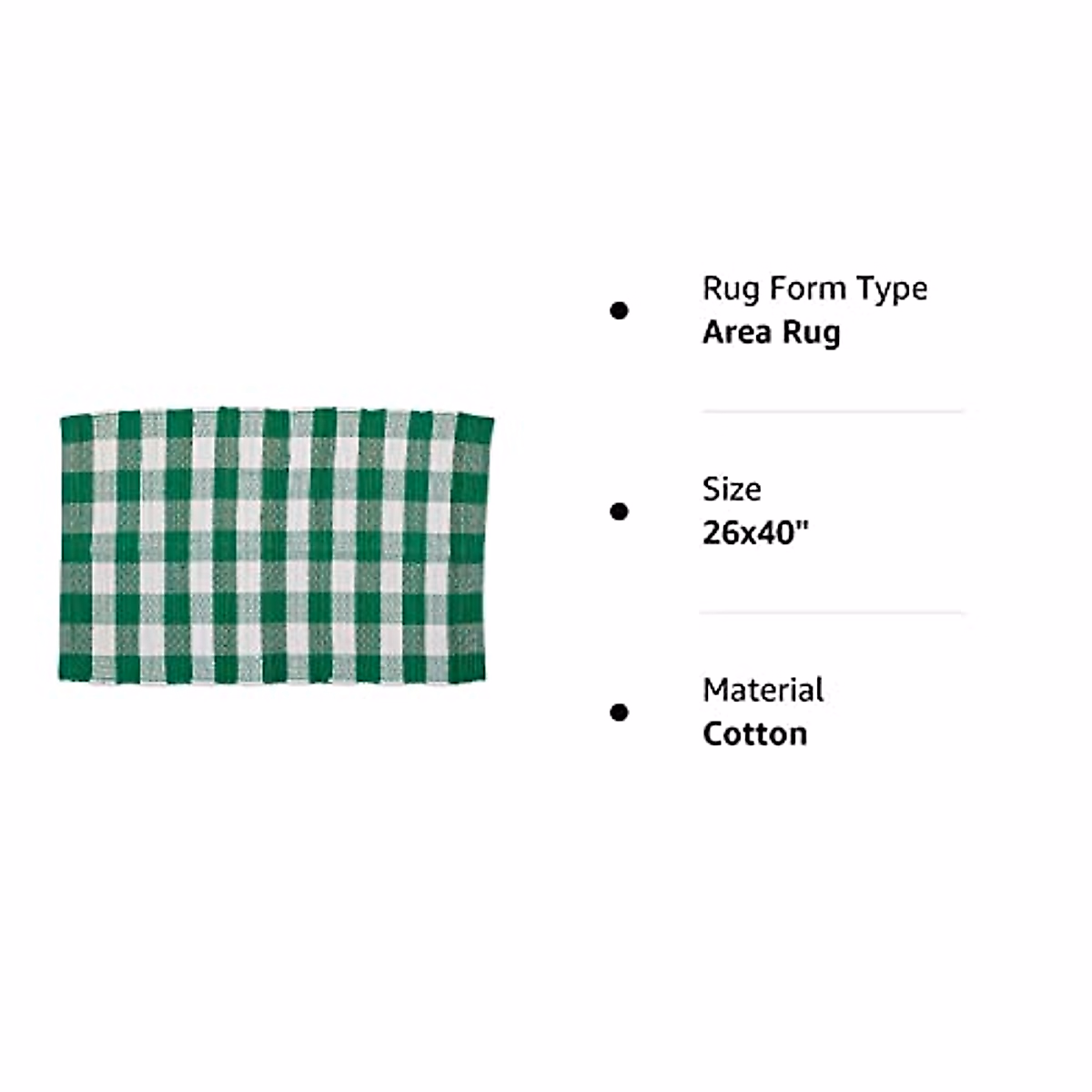 DII Buffalo Check Rug Collection, Hand Dyed Reversible Chindi Rug, 26x40, Green