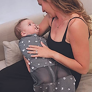 Happiest Baby Sleepea 5-Second Swaddle - 100% Organic Cotton Baby Swaddle Blanket - Doctor Designed Promotes Healthy Hip Development (Graphite Planets, Small)