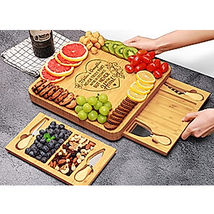 Fimibuke Gifts for Mom - Christmas Mom Gifts from Daughter Son Kids Husband Bamboo Best Mom Gift Cheese & Charcuterie Board Kitchen Cooking Serving Tray Xmas Birthday Present for Women Wife