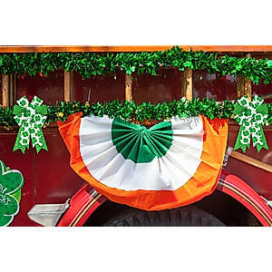 ALIBBON 2Pcs St. Patrick's Day Bows for Wreaths, St Patrick's Wreath Bows, Glitter Green Bows for Crafts, Irish St. Patrick's Day Decor, Green Shamrock Bows for Parades Party Supplies Decorations