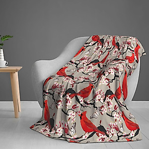 Cardinal Bird Blanket Quilt Home Fuzzy Lightweight Blanket Cardinal Bird Gifts for Couch Bed Soft Microfiber Flannel Blanket Merchandise for Holiday