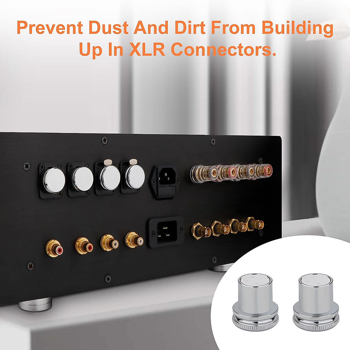 Monosaudio XLR Female Plugs 2Pcs XLR Dust Caps XLR Shorting Plugs Shileding Caps Noise Stopper Dust Proof Protectors XLR Connector Covers for Audio,Speakers, Subwoofers,Amplifier(Rhodium Plated)