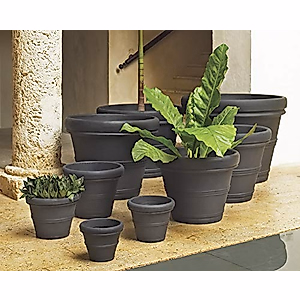 Crescent Garden Brunello Planter, Classic Rolled-Rim Plant Pot, 27-Inch (Weathered Stone)